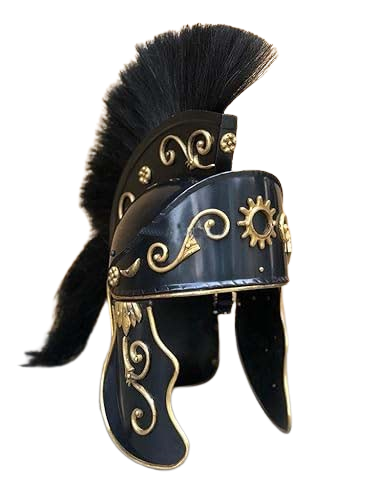 Greco-Roman Helmet with Black Crest Medieval Armor Helmet Halloween ...