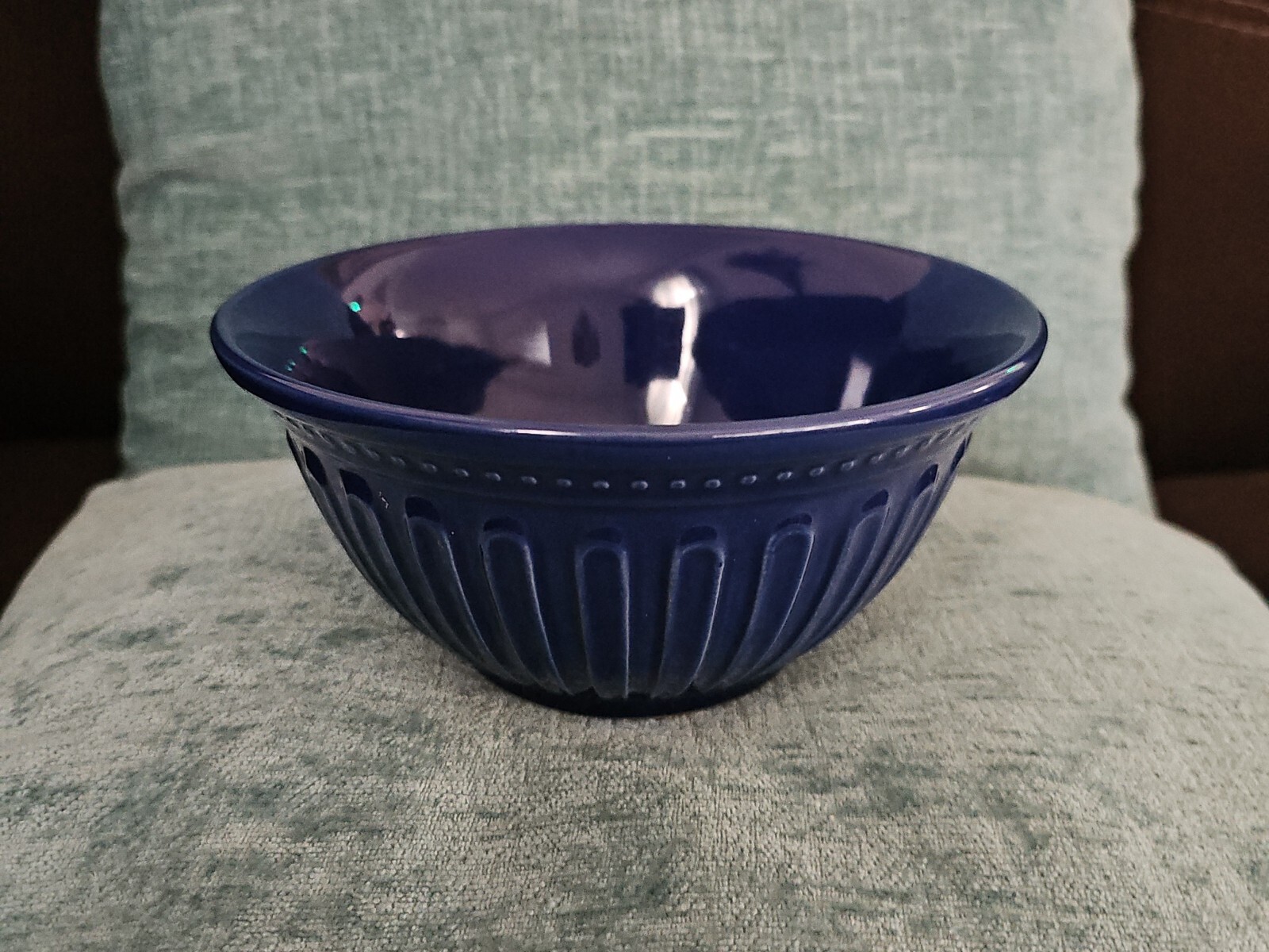 Vintage Cobalt Blue Designpac Stoneware Ceramic Mixing Bowl Ribbed ...