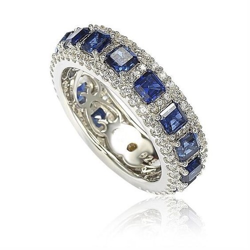 Sterling Silver ring ABnd For Women 825 Blue & White Handmade Party ...