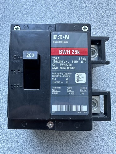 NEW Eaton BWH2200 200 Amp 2 Pole 120 Volt 25k Main Breaker - New take ...