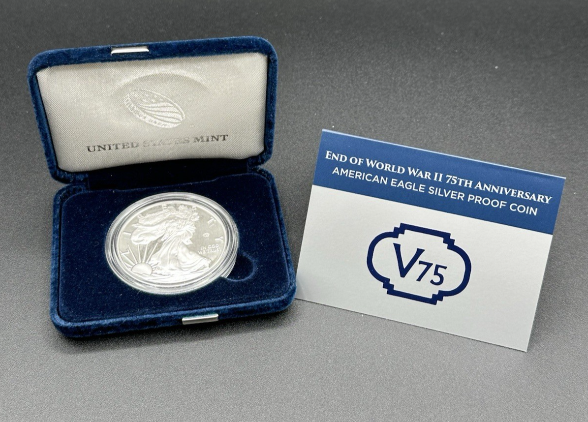 2020 W $1 American Silver Eagle End Of World War II V75 Privy Mark OGP ...