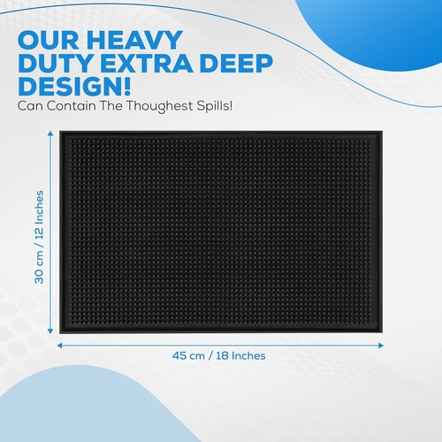 Rubber Bar Mat by Wishmart Set of 2 (18x12 Inches) | 18 x12 inch, Black ...
