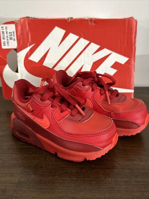 Nike Air Max 90 LTR (TD) Chicago Red Leather DH0153 600 Size 7C Toddler ...