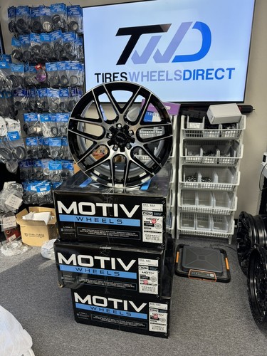 (Set of 4) Motiv 435MB Foil 20x8.5 5x4.5"/5x120 +40mm Black/Machined ...