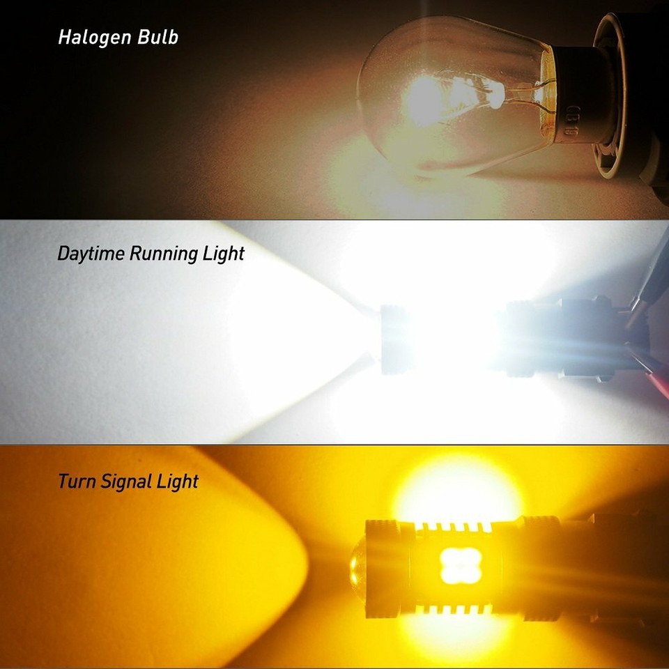 2Set Switchback LED Turn Signal Parking DRL Light Bulbs Dual Color 7443 ...