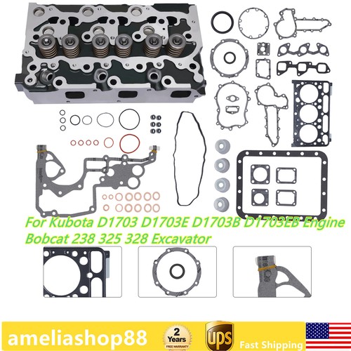 D1703 Complete Cylinder Head & Gasket for Kubota 1A033-03043 16487 ...