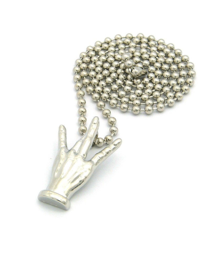 NEW WESTSIDE HAND SIGN PENDANT &3mm/27" BALL CHAIN HIP HOP NECKLACE ...