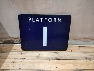 Original Vintage Blue Enamel Platform 1 Sign British Railways (East ...