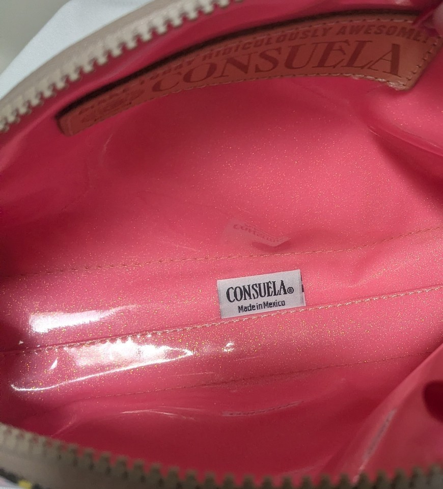 NWT Consuela Medium Cosmetic Bag Makeup Multicolor Pink Glitter Interior | eBay