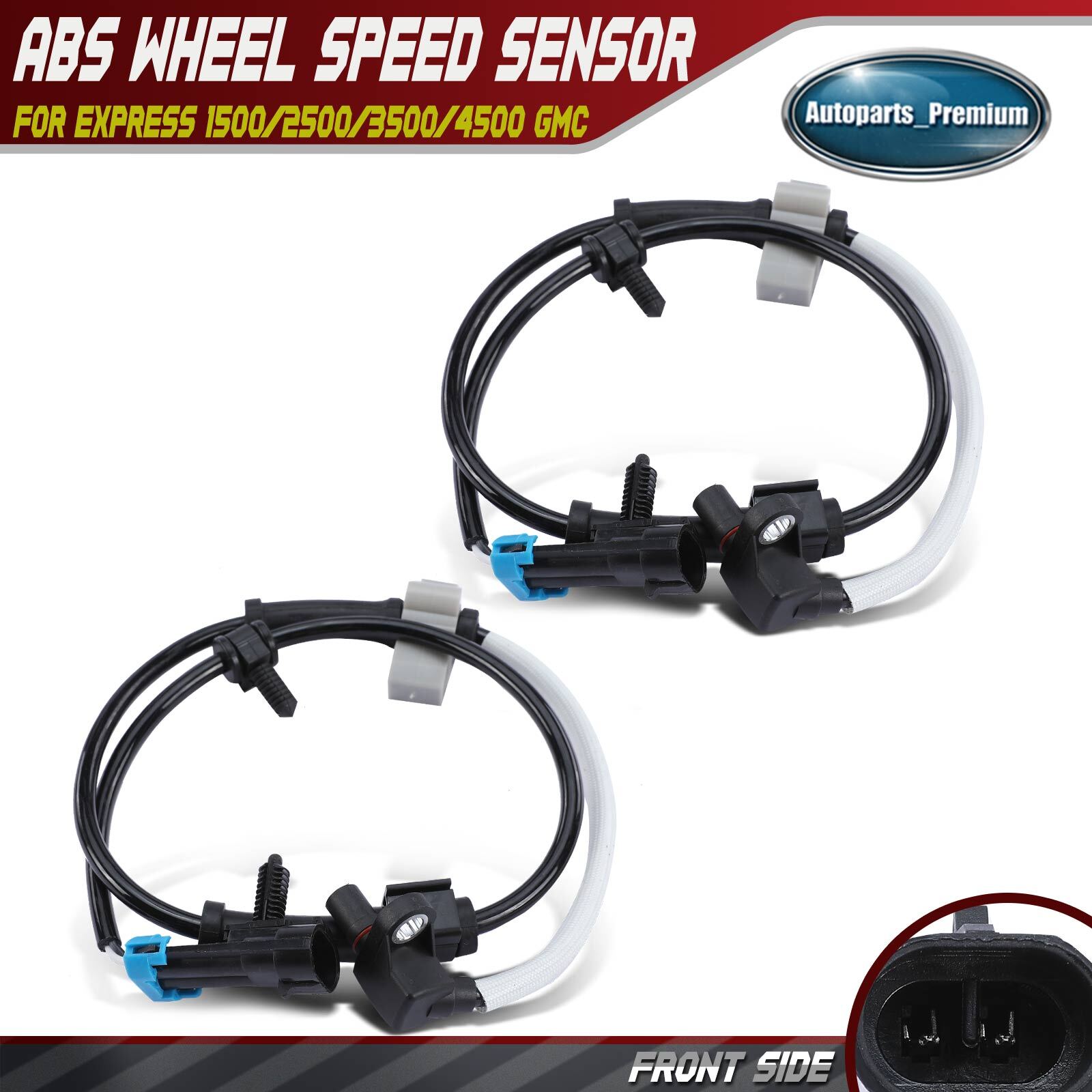 2x Front L&R ABS Wheel Speed Sensor for Express 1500/2500/3500/4500 GMC ...