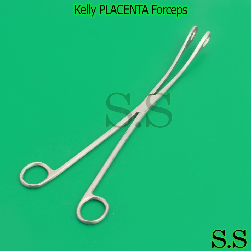 13" Kelly Placenta Forceps Surgical OB/GYN Instruments Angled Serrated ...