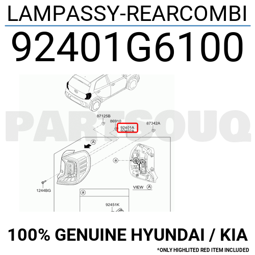 92401G6100 Genuine Hyundai / KIA LAMPASSY-REARCOMBI | eBay