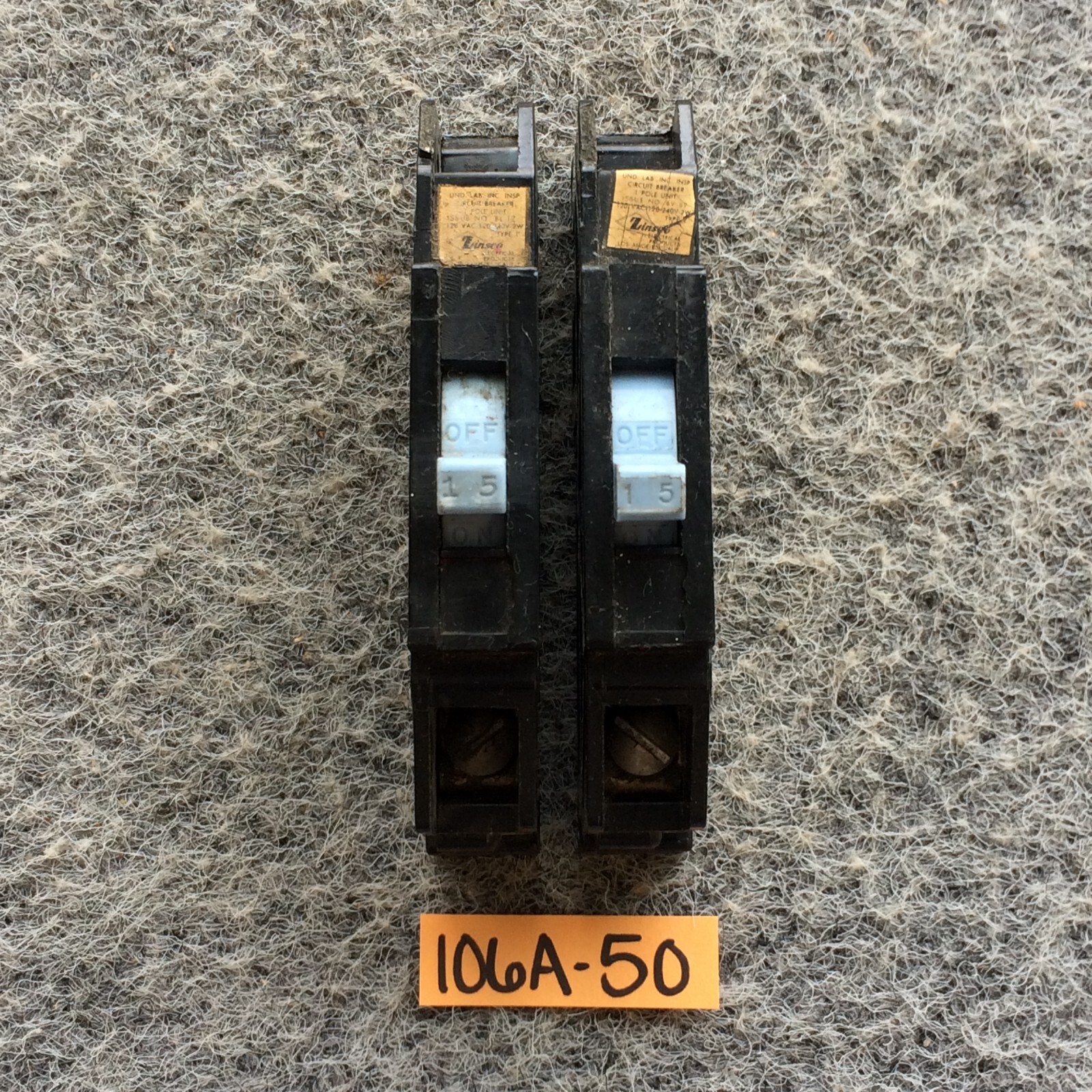 Lot of 2 Zinsco Magnetrip 15 Amp 1 Pole Circuit Breaker 15A 1P type T BLUE | eBay