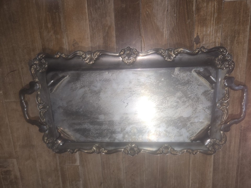 Vintage Silver Plated Tray 10"×19" | eBay