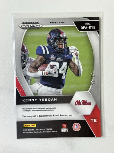 2021 Panini Prizm Draft Picks - Draft Picks Autographs Kenny Yeboah # ...