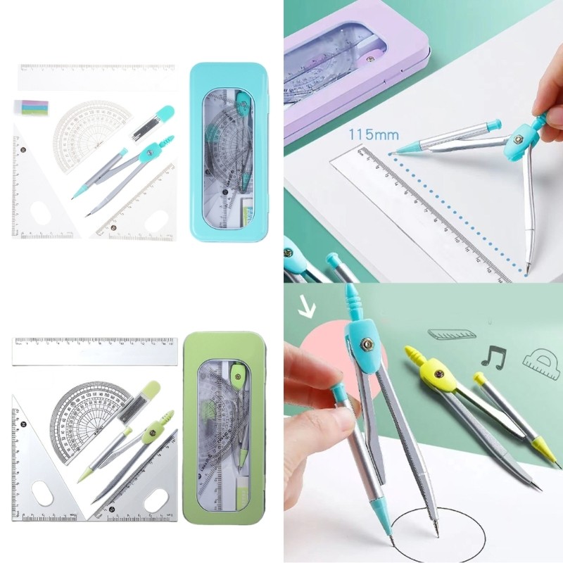 Geometry Dawing Tool Set with Compass, Set Square, Eraser, Math ...