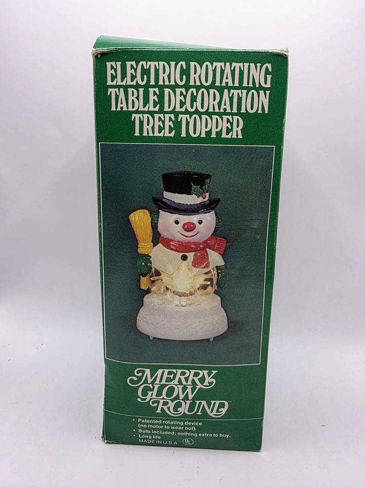Vintage Christmas Merry Glow Round Spinning Snowman Blowmold Tree ...
