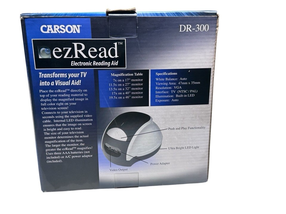 Carson DR-300 ezRead Electronic Reading Aid Digital Magnifier TV Output ...