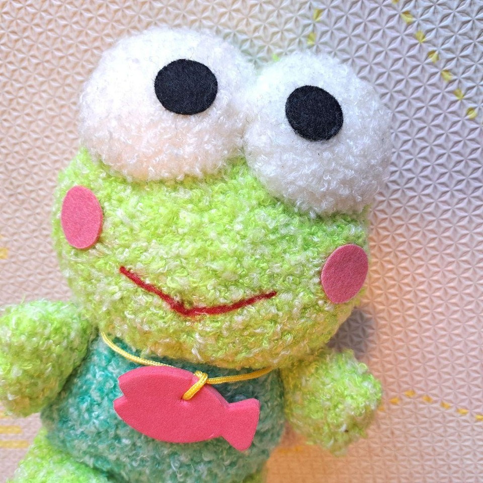 EICOH Kero Kero Keroppi Plush with Fish Tag Sanrio Eiko Fluffy Retro ...