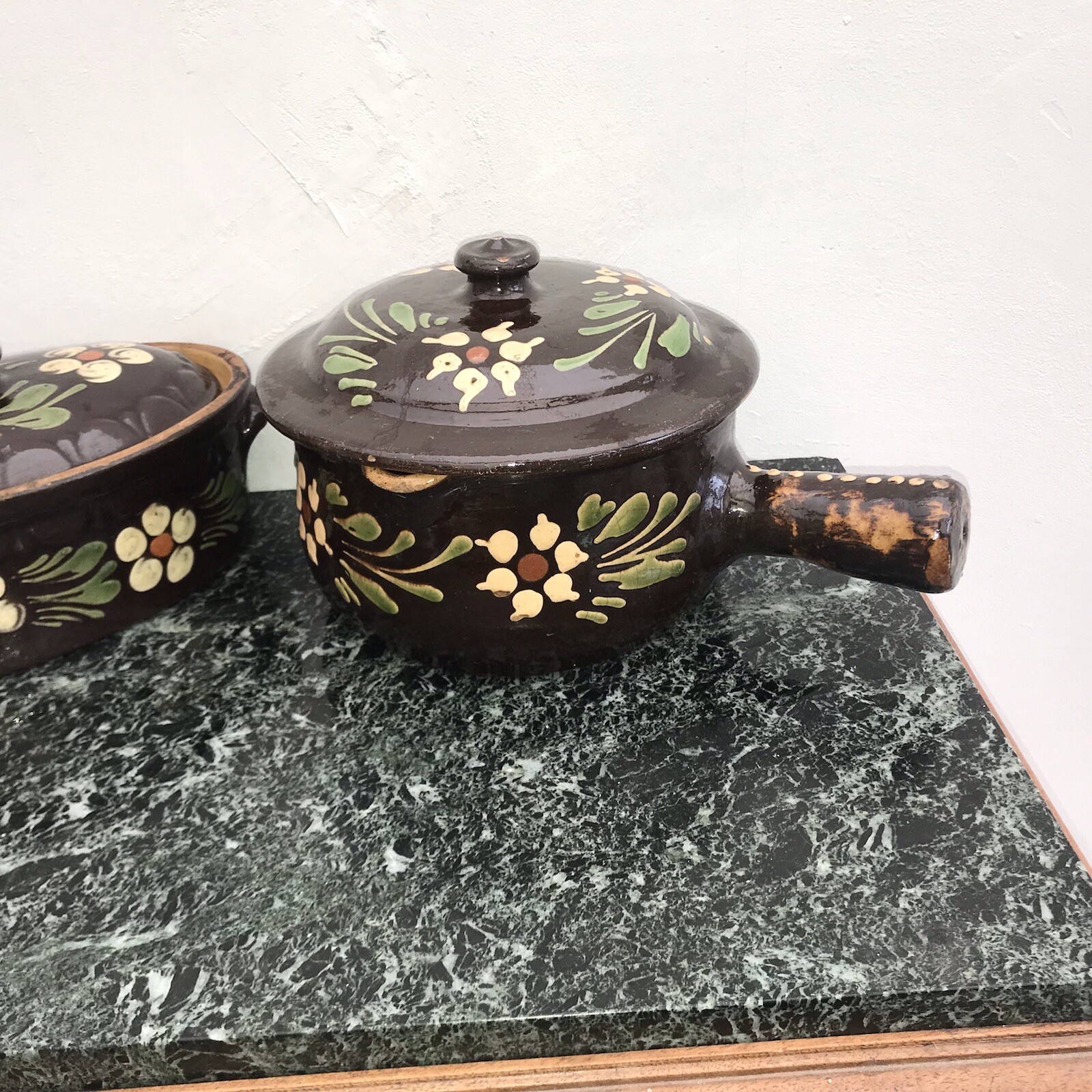 French Antique Alsace Brown Slipware Pottery Potato Glaze Tureen Pot ...