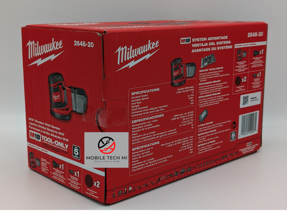 Milwaukee M18 Random Orbit Sander 2648-20 Cordless 5" - SEALED 18V ...