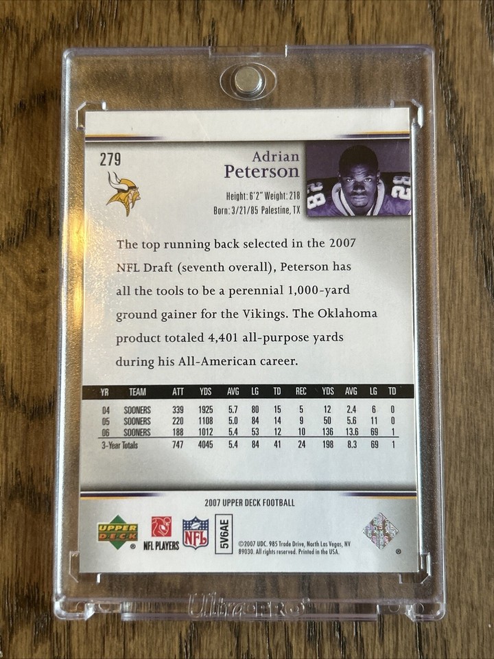 2007 Upper Deck - Star Rookie Rookie Exclusives #279 Adrian Peterson ...