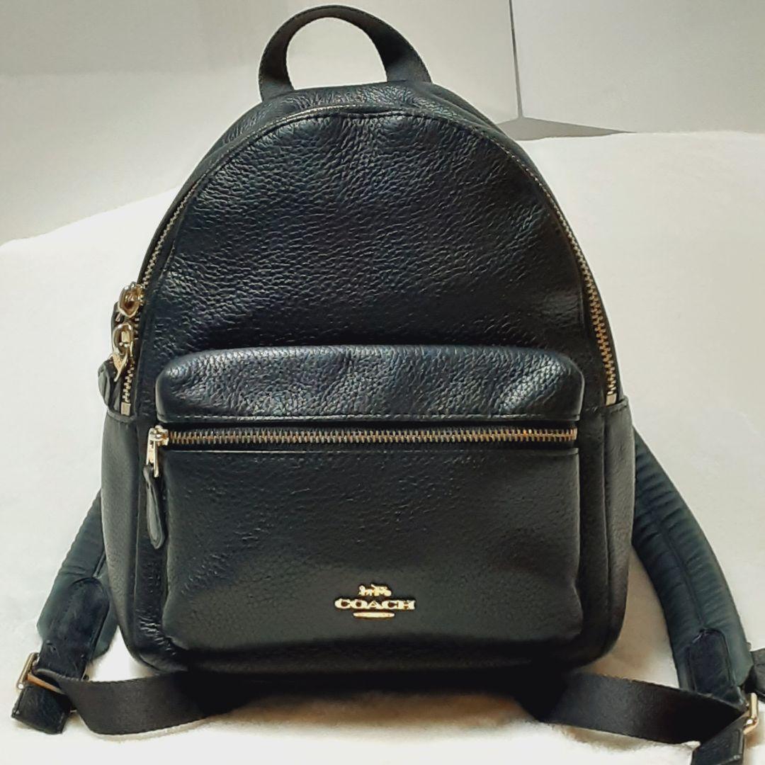 Coach Charlie Mini Backpack Pebbled Leather Black - Gem