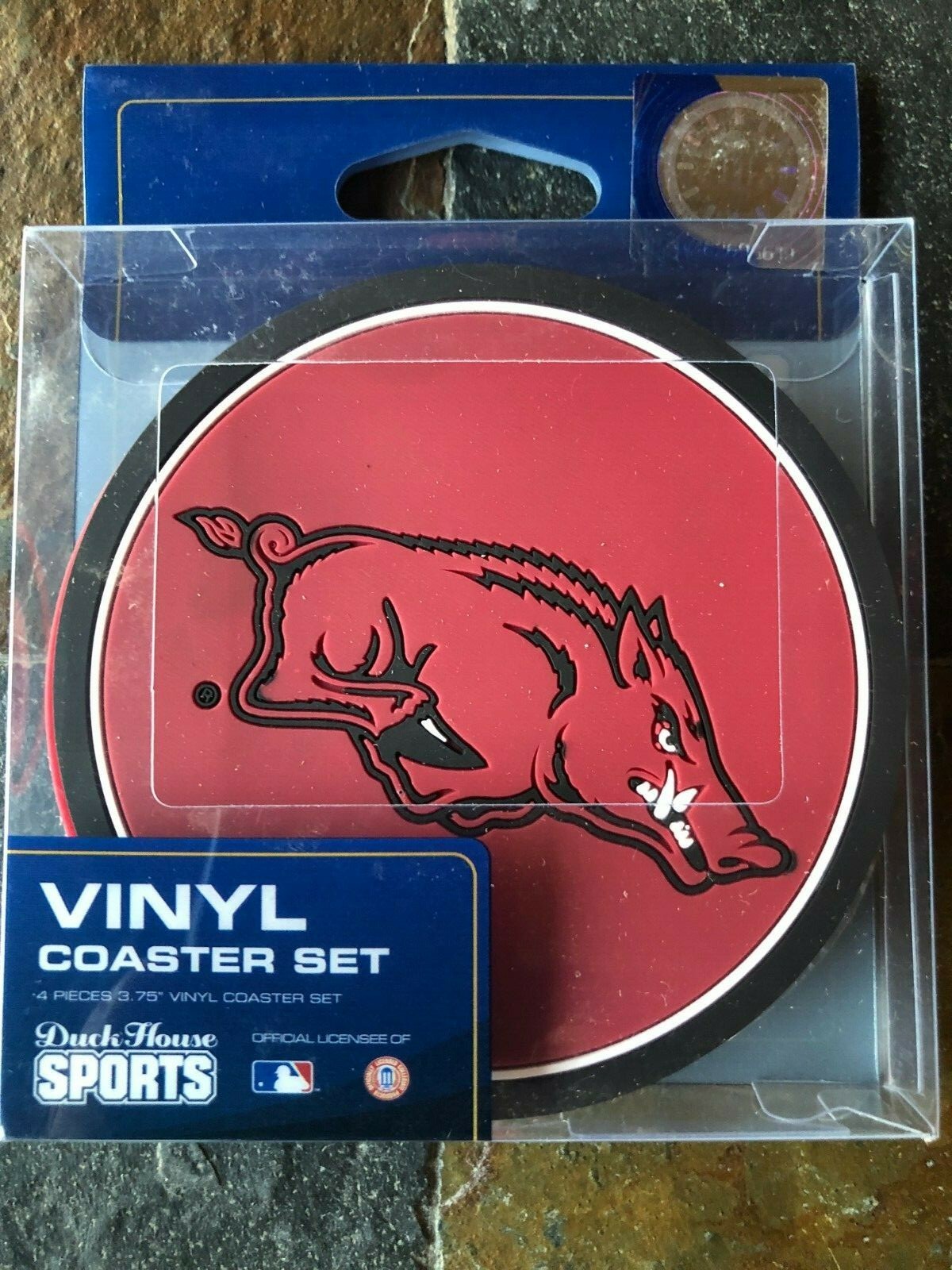 1 - 4 Pack Vinyl Drink Coasters - University of Arkansas - Razorbacks ...