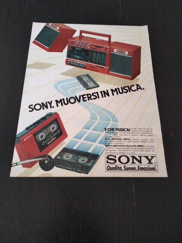 1985 SONY WALKMAN WM6 RADIOREGISTRATORE CFS-3000L ROSSO PUB VINTAGE AD ...