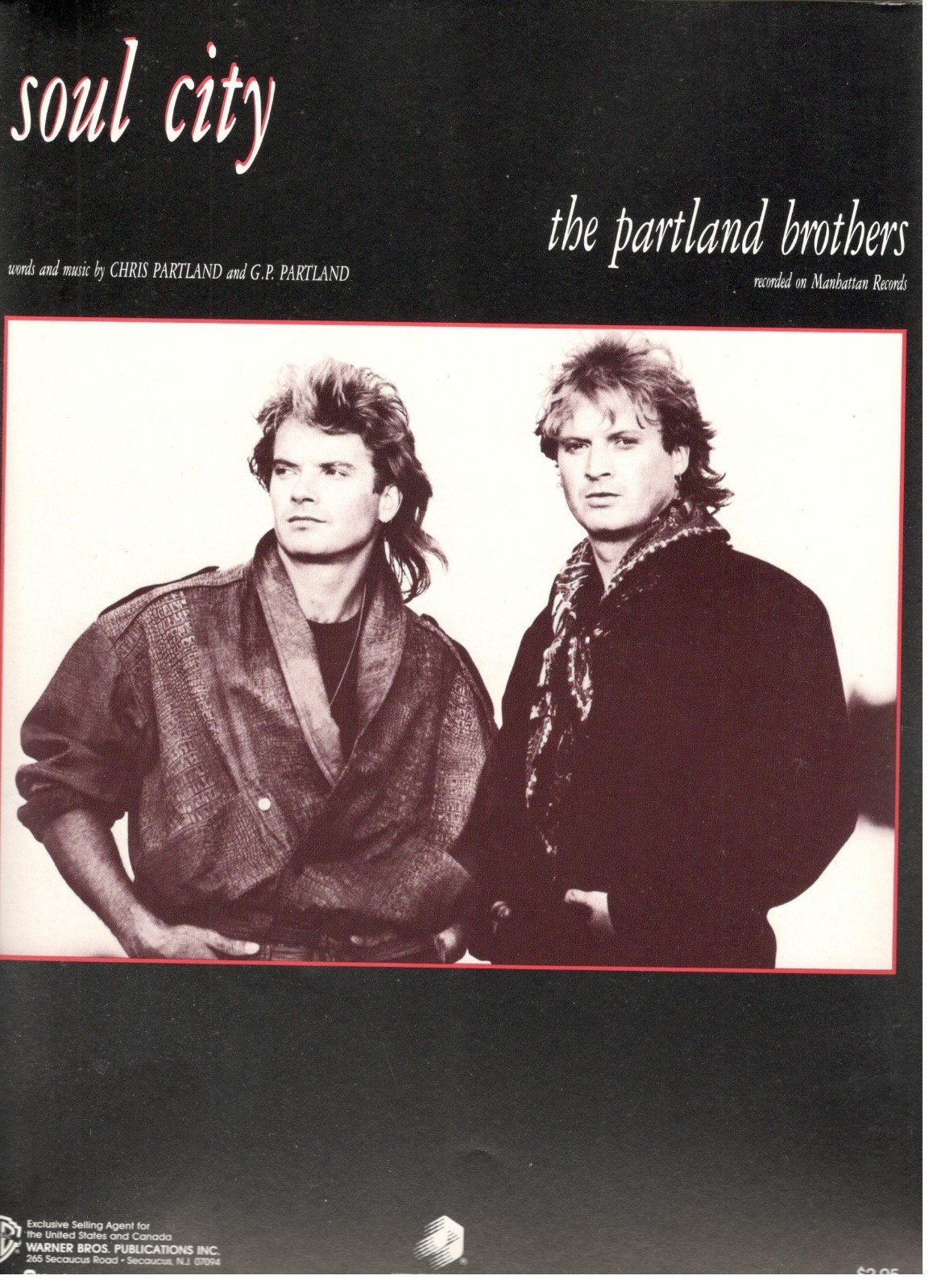 THE PARTLAND BROTHERS "SOUL CITY" SHEET MUSIC-PIANO/VOCAL/GUITAR/CHORDS ...