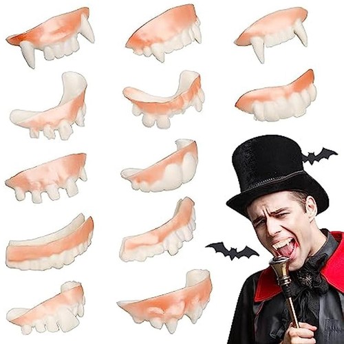 12PCS Horror Fake Fangs for Cosplay Vampire Dentures Teeth Dress Up ...