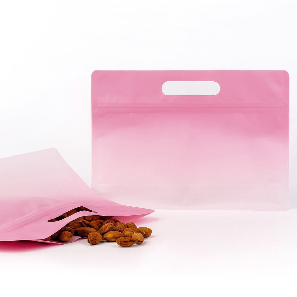 25 Pink Rice Paper Reclosable Zip Bags with Clear Side Gusset Food ...