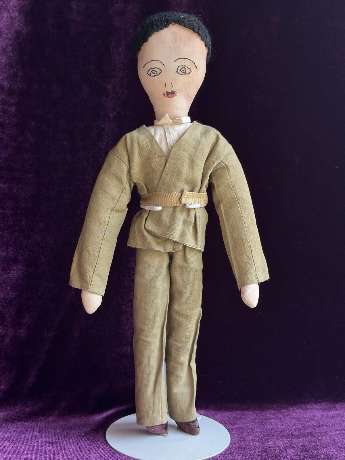 Antique American Primitive 15” Handmade Cloth Rag Folk Soldier (?) Doll ...