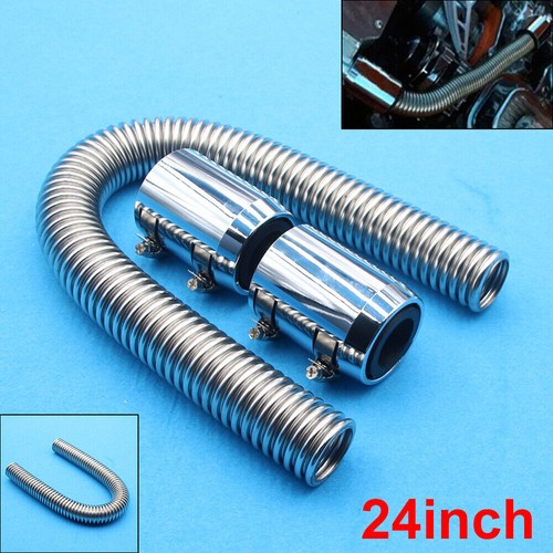 24" Car Stainless Steel Chrome Radiator Flex Coolant Water Hose Kit ...