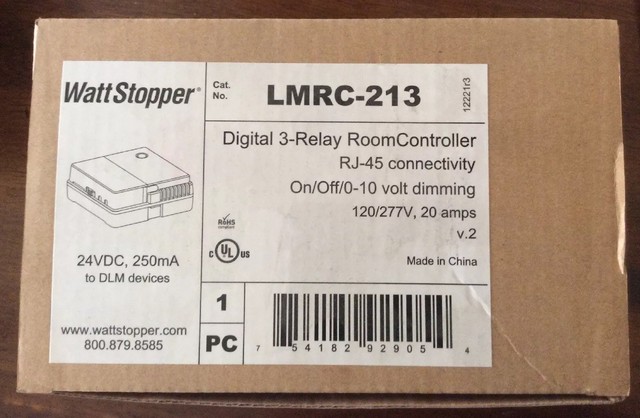 WattStopper Lmrc-213 Digital 3 Relay Room Controller Rj45 120/277 for ...
