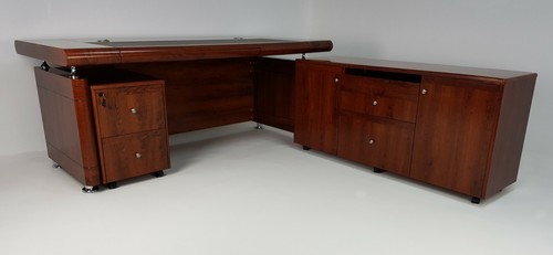 Senato Large Executive office desk 3 piece set Medium Oak 1.6m 1.8m or ...