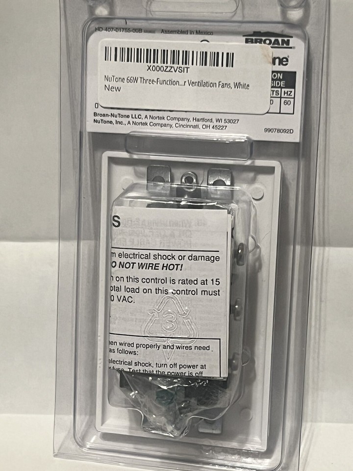 Broan NuTone 3 Function Control Switch P66W Independent Switches Combo ...