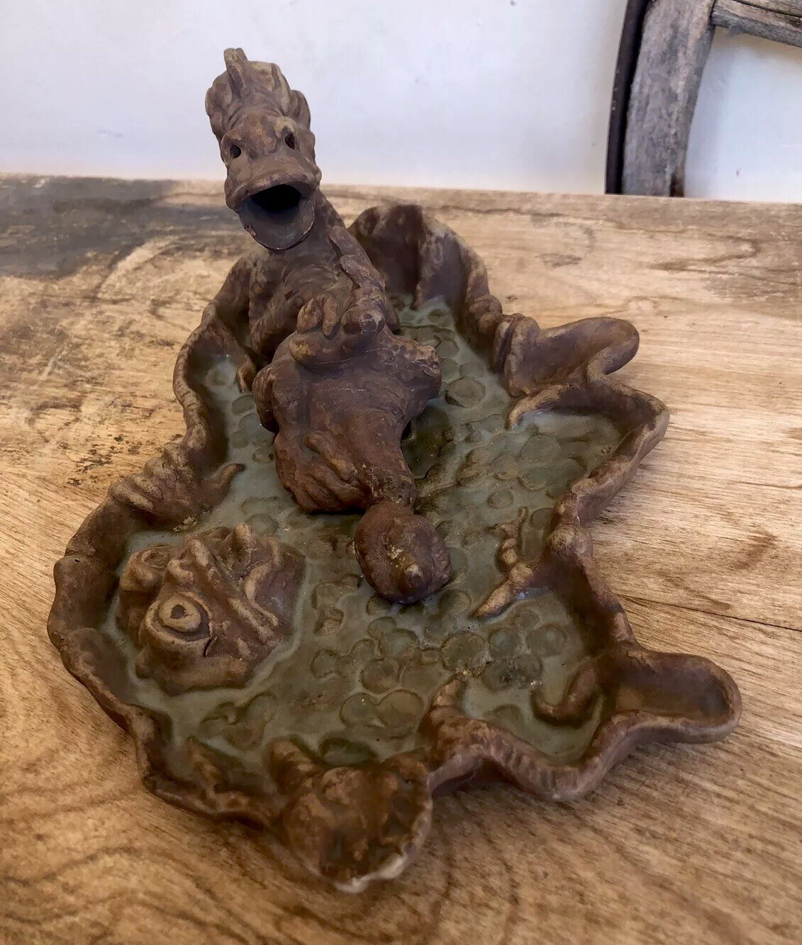 JIM RUMPH 1971 Signed MIDCENTURY SMOKING DRAGON ASHTRAY Handmade ...