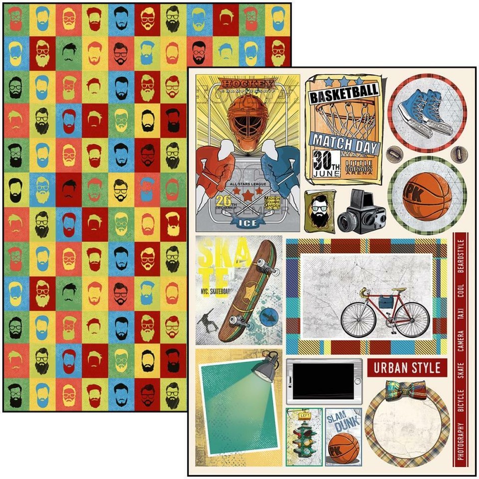 MEN HIPSTER A4 Creative Paper Pack 9 Double-Sided Sheets CIAO BELLA ...