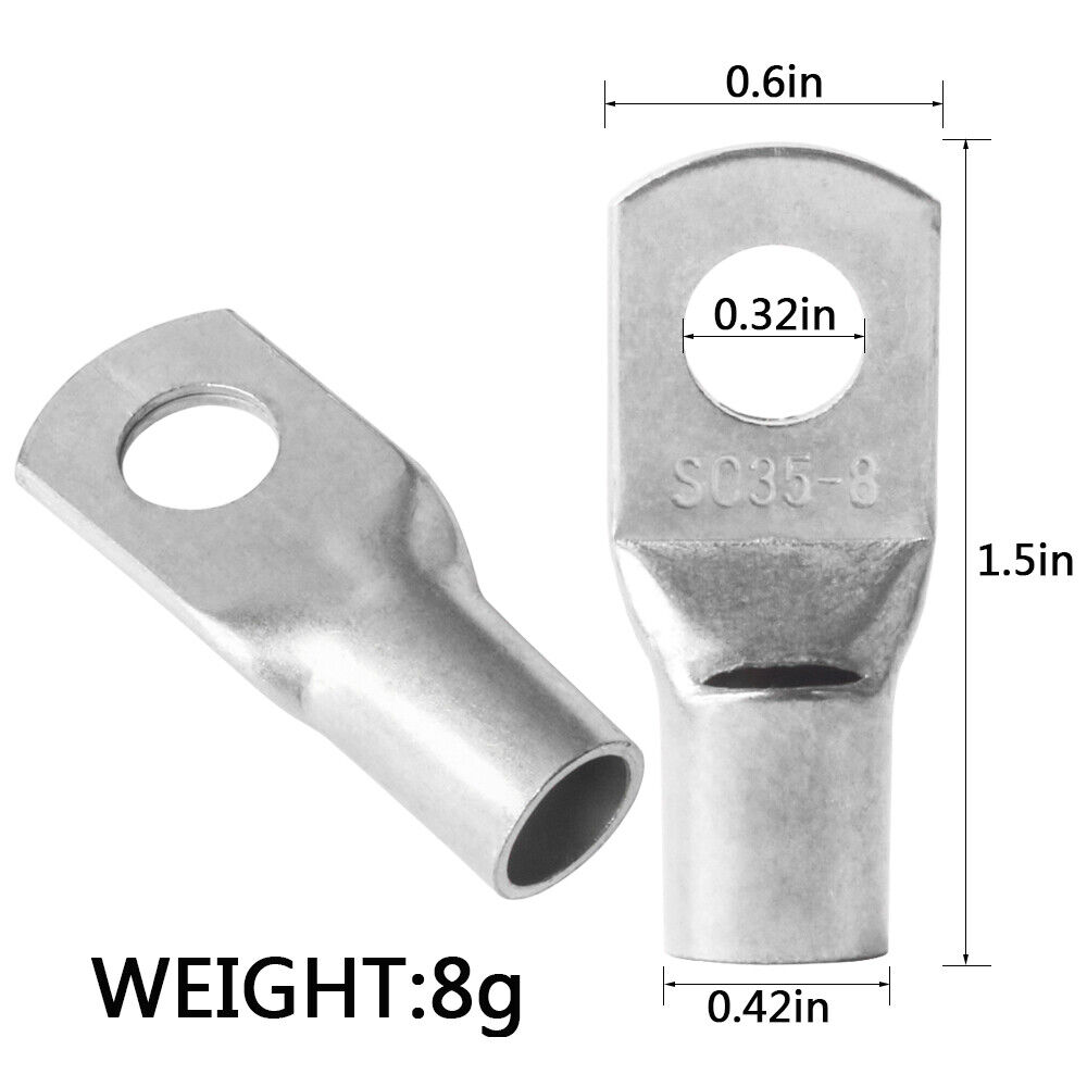 10Pcs 35MM² Battery Copper Crimp Terminals Cable Lug Eyelet Wire Ring ...