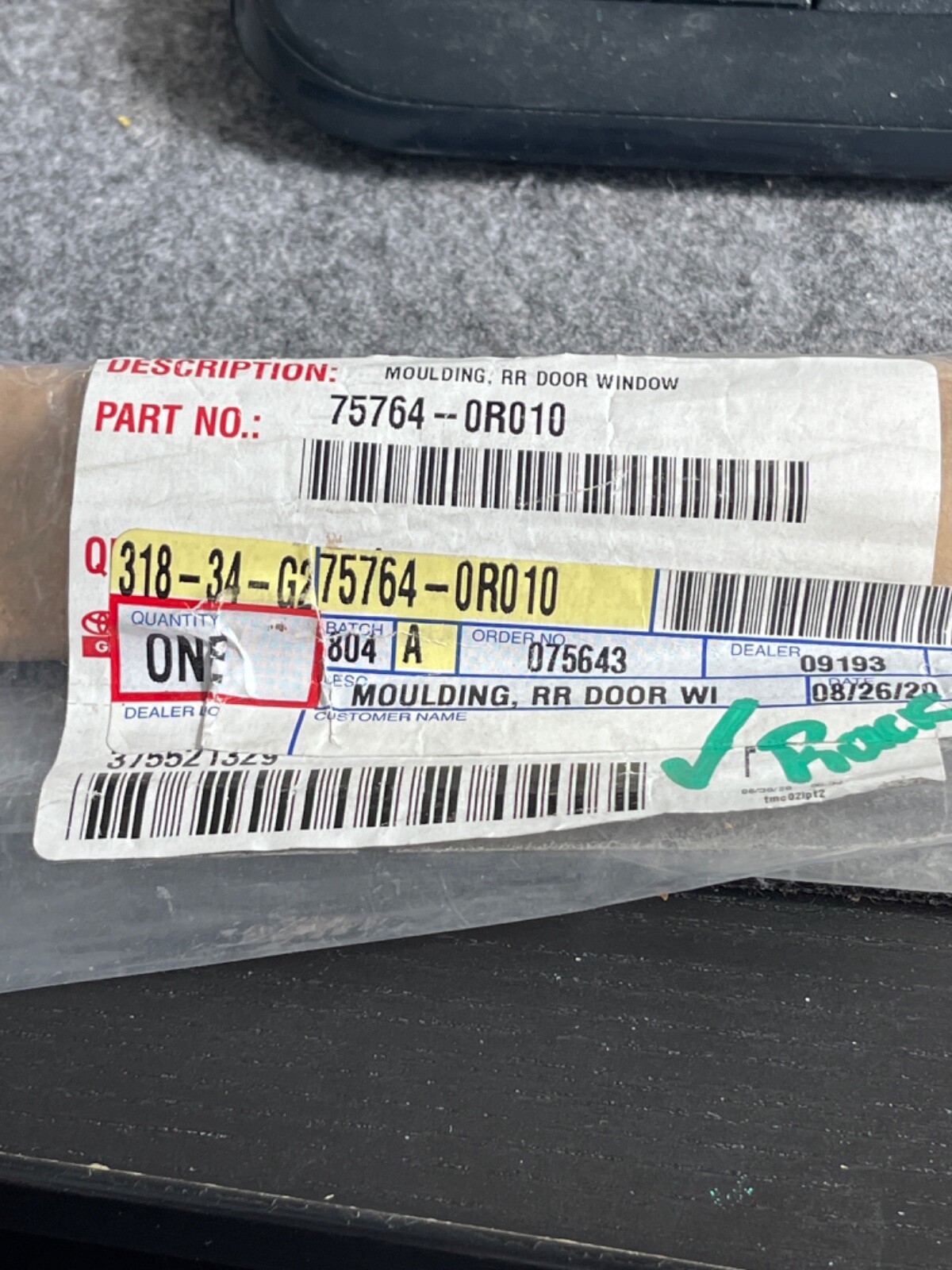 New Genuine Toyota Reveal Molding RR Door Window 75764-0R010 | eBay