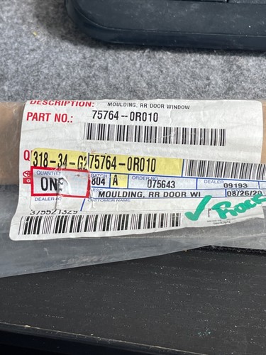 New Genuine Toyota Reveal Molding RR Door Window 75764-0R010 | eBay