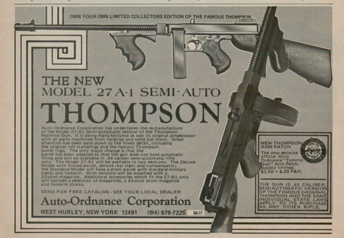 1977 Auto-Ordnance Model 27-A1 Semi-Auto Thompson Machine Gun VINTAGE ...