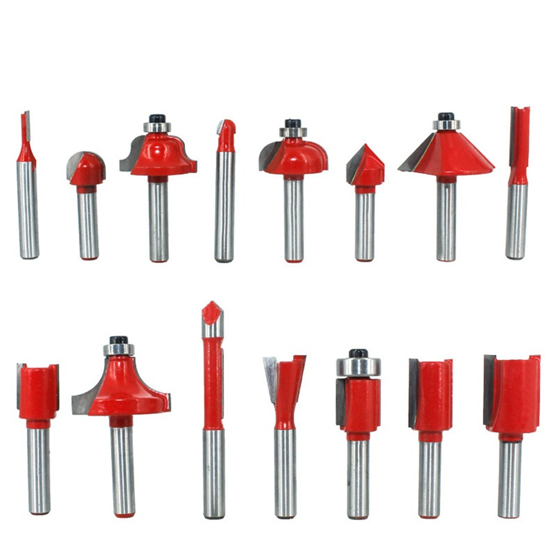 15x Tungsten Carbide Tipped TCT Router Bits 1/4" Shank Sealed Bearing ...