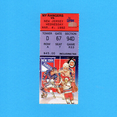 New York Rangers Ticket Stub New Jersey Devils Jarrod Skalde 1st NHL ...