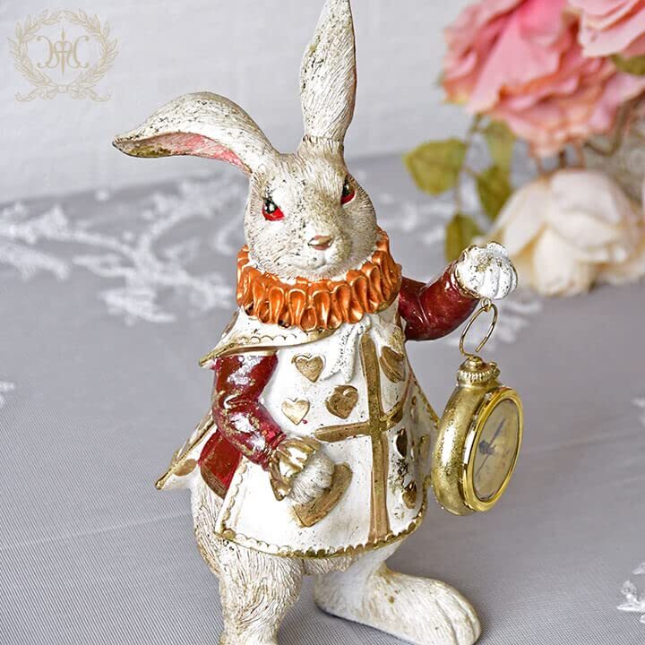 Alice In Wonderland White Rabbit Clock Statue Antique Style 9.6inch ...