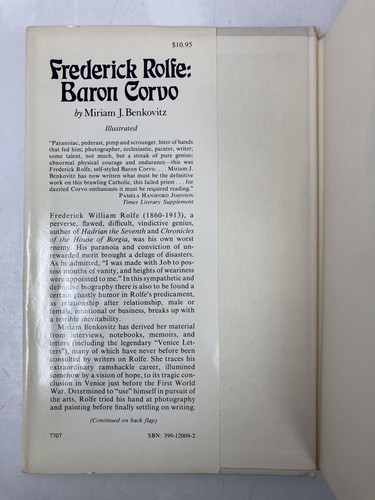 Frederick Rolfe Baron Corvo A Biography American by Miriam J Benkovitz ...