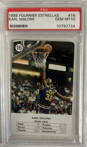 1988 Fournier Estrellas 16 PSA 10 Gem Mint Karl Malone HOF Utah Jazz | eBay
