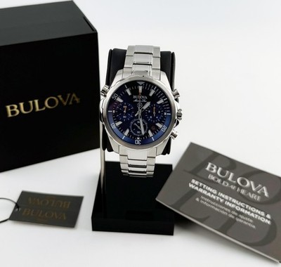 Bulova 96B256 Men's Marine Star Chronograph Blue dial stainless Men's ...