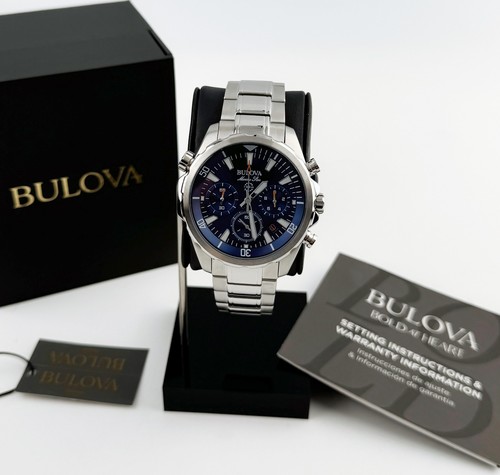 Bulova 96B256 Men's Marine Star Chronograph Blue dial stainless Men's ...